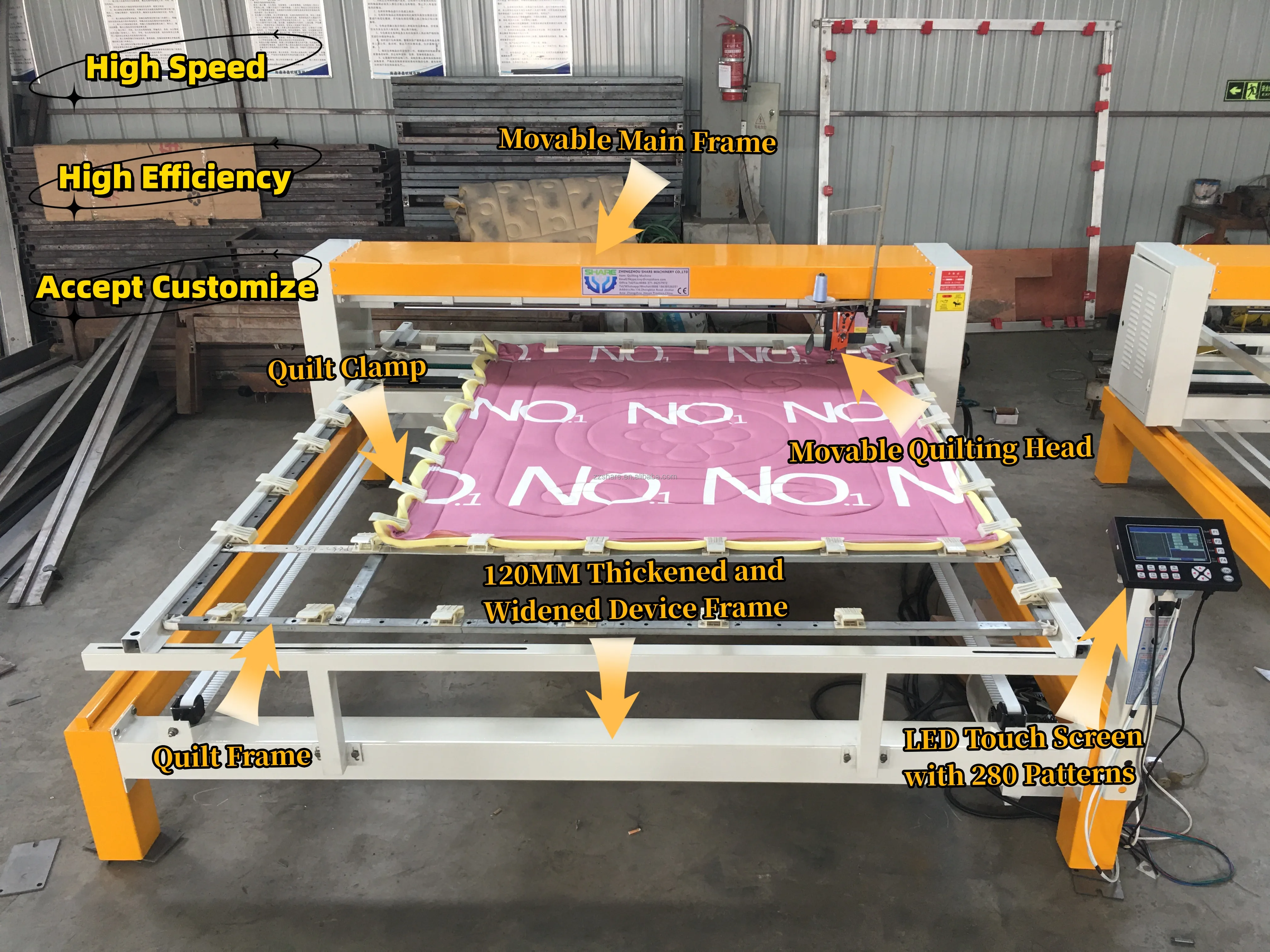 Automatic Long Arm Quilting Machine - CNC Bedcover One Head