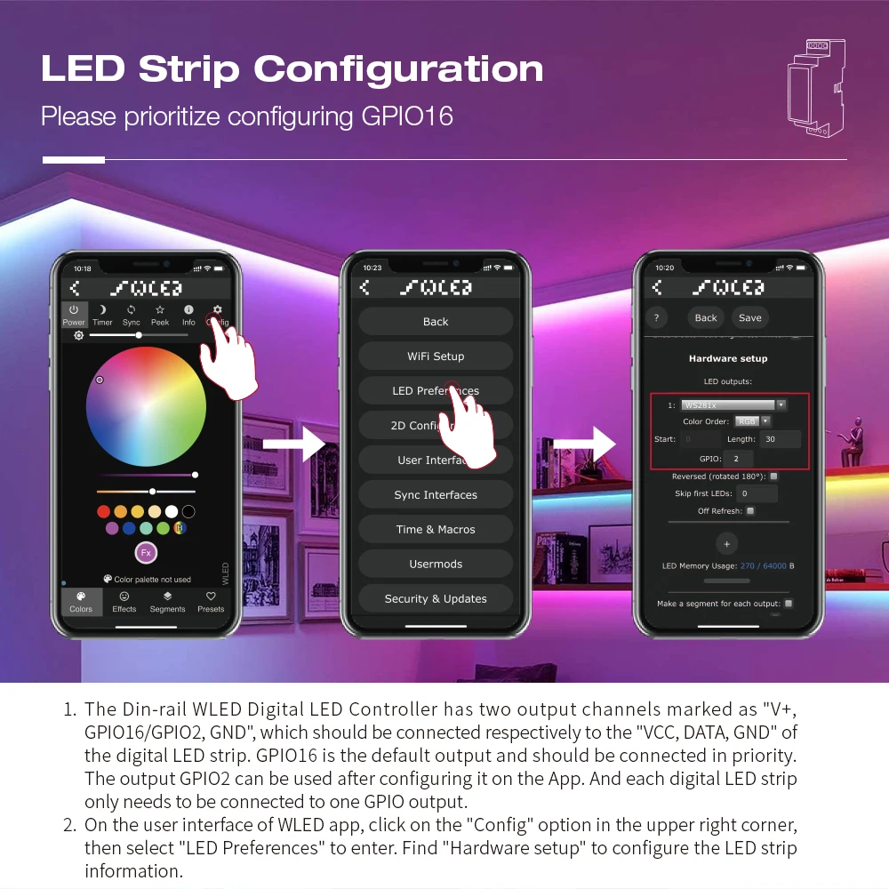 Smartphone-controlled WLED Controller - Gledopto's DIY LED System