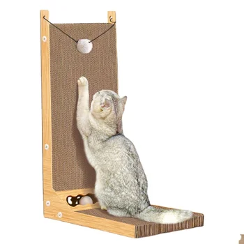 Vertical Cat Scratching Post Cardboard L Shape Cat Scratcher Wall ...