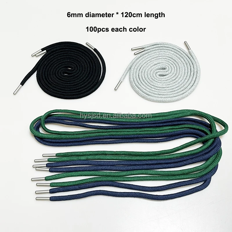 5mm Thick Round 100% Cotton Drawcord with Metal Tips for Hoodies