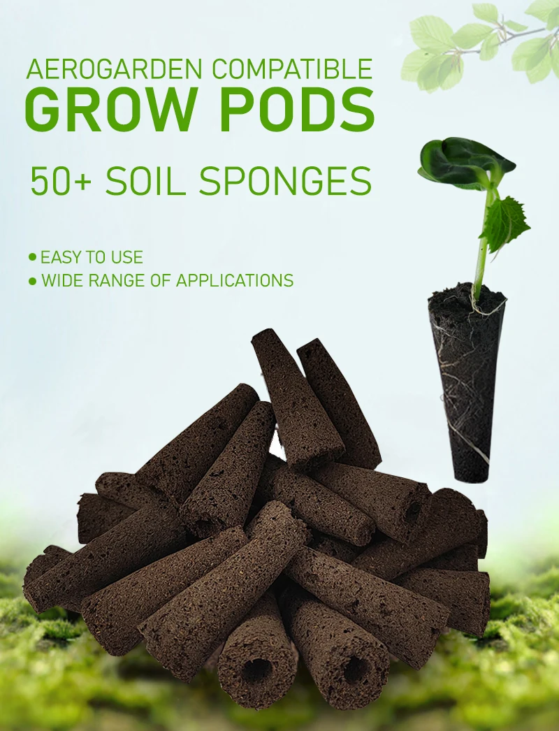 50pc Garden Hydroponics Growing Soil Plant Seed Pod Sponge