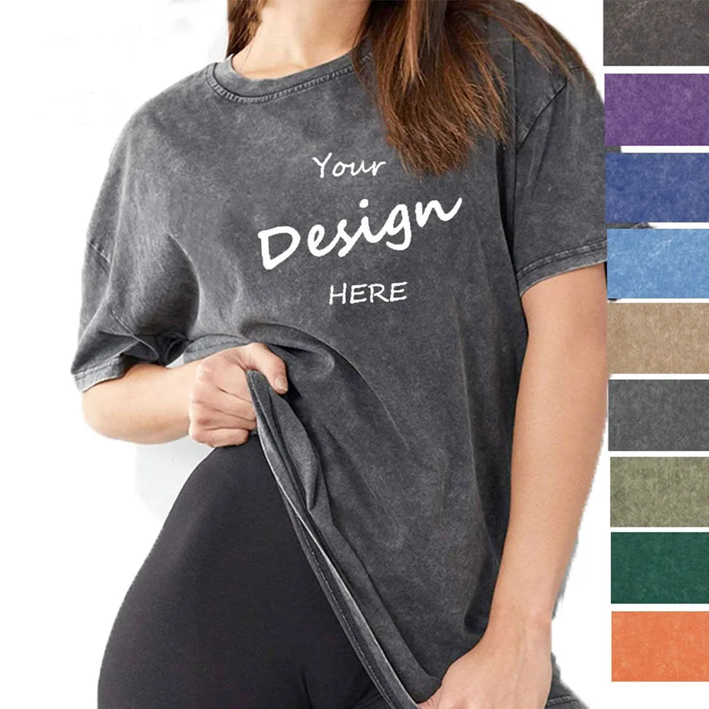 Wholesale Washed Heavyweight Tshirt Graphic Oversized t Shirt Crop Top ...