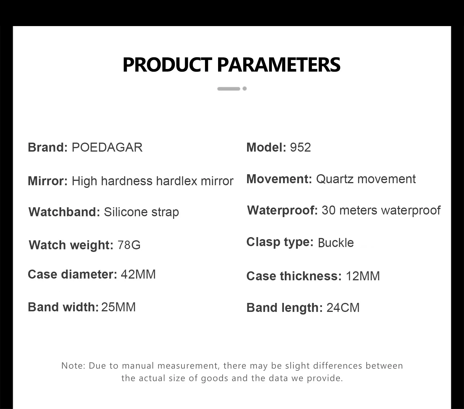 POEDAGAR 952 Men's Quartz Watch - Luxury & Waterproof