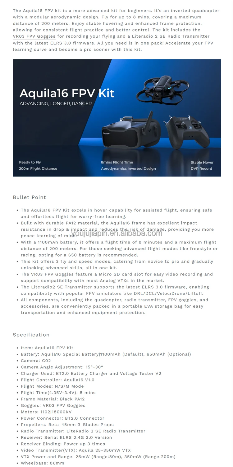 BETAFPV Aquila16 FPV Kit - Brushless FPV Drone BNF/ RTF