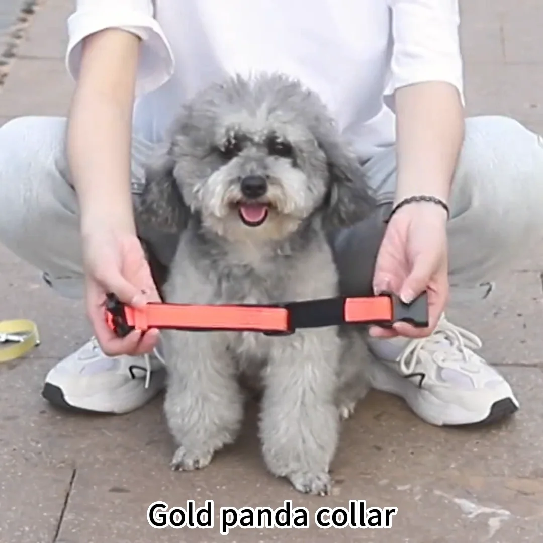 Gold Panda Double D Buckle Adjustable Pet Collar Nylon Neck Cover Foam ...