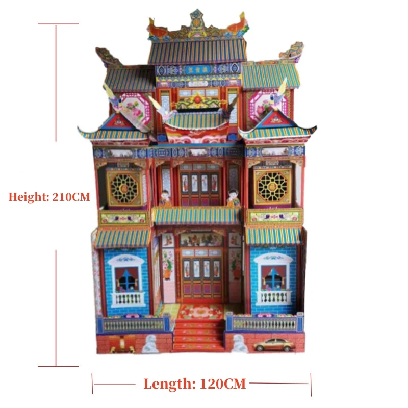 Funeral Sacrificial Supplies Paper Tie Funeral Paper Villa Building ...