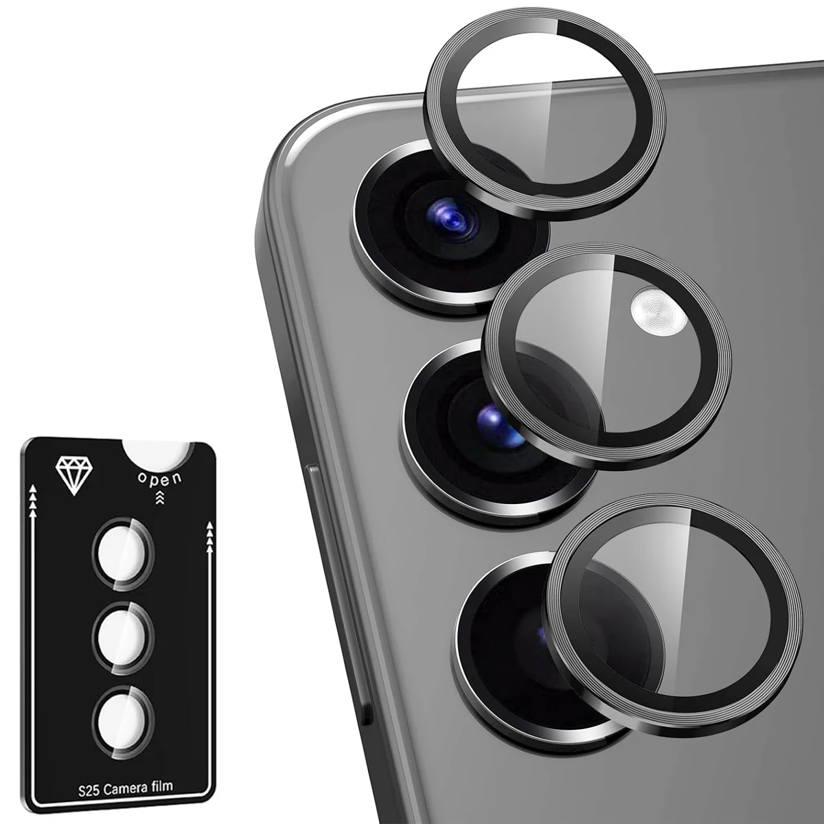 Bling Bling Alignment Fram Camera Protector for Samsung S24 Puls 25 23 ...
