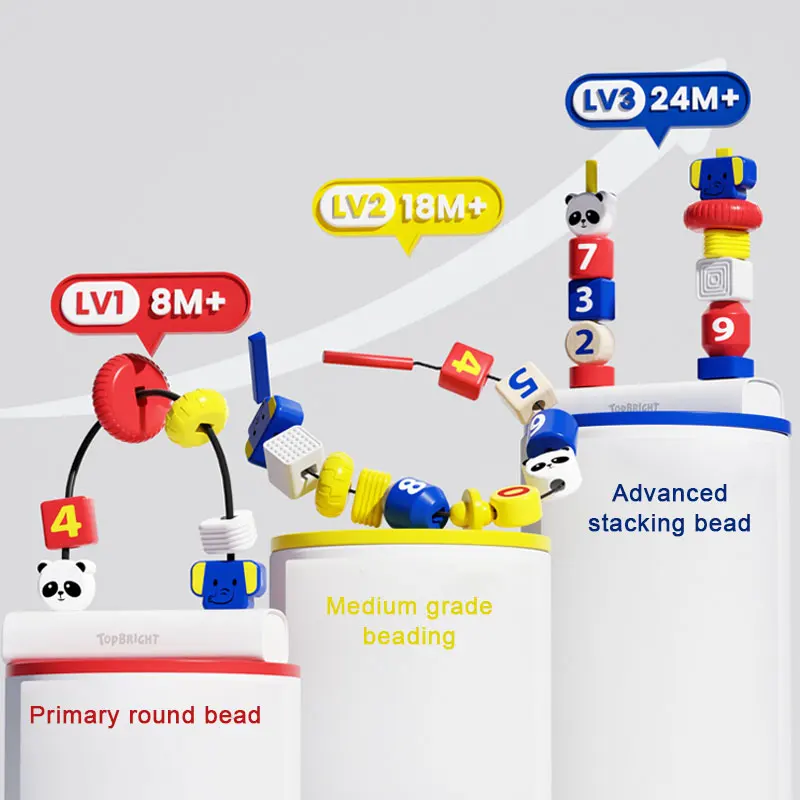 Kids Montessori Diy Colored Wooden Cartoon Making Shaped String ...