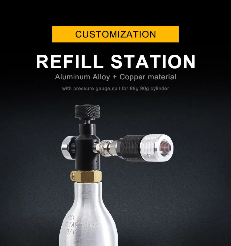 PCP Airgun 88g 90g CO2 Cartridge Refill Adapter for Paintball Tank