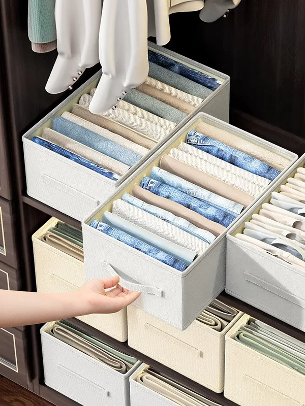 Foldable Wardrobe Clothes Organizer Fabric 5 Grid Divider Washable ...