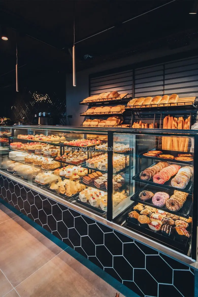 Luxury Design Glass Showcase for Bakery Kiosk - Durable