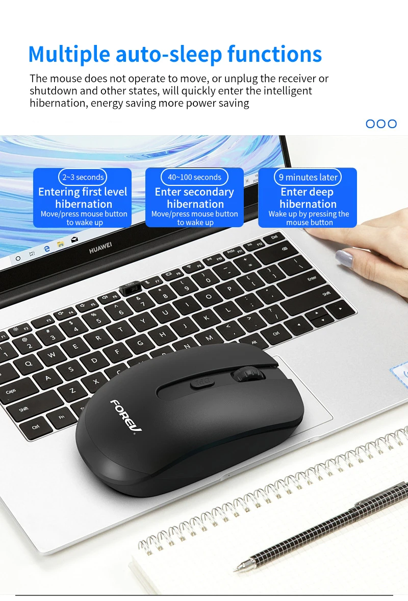 Mouse Wireless Fv-180 Wireless Battery Mouse Office Business Mouse 2.4g ...