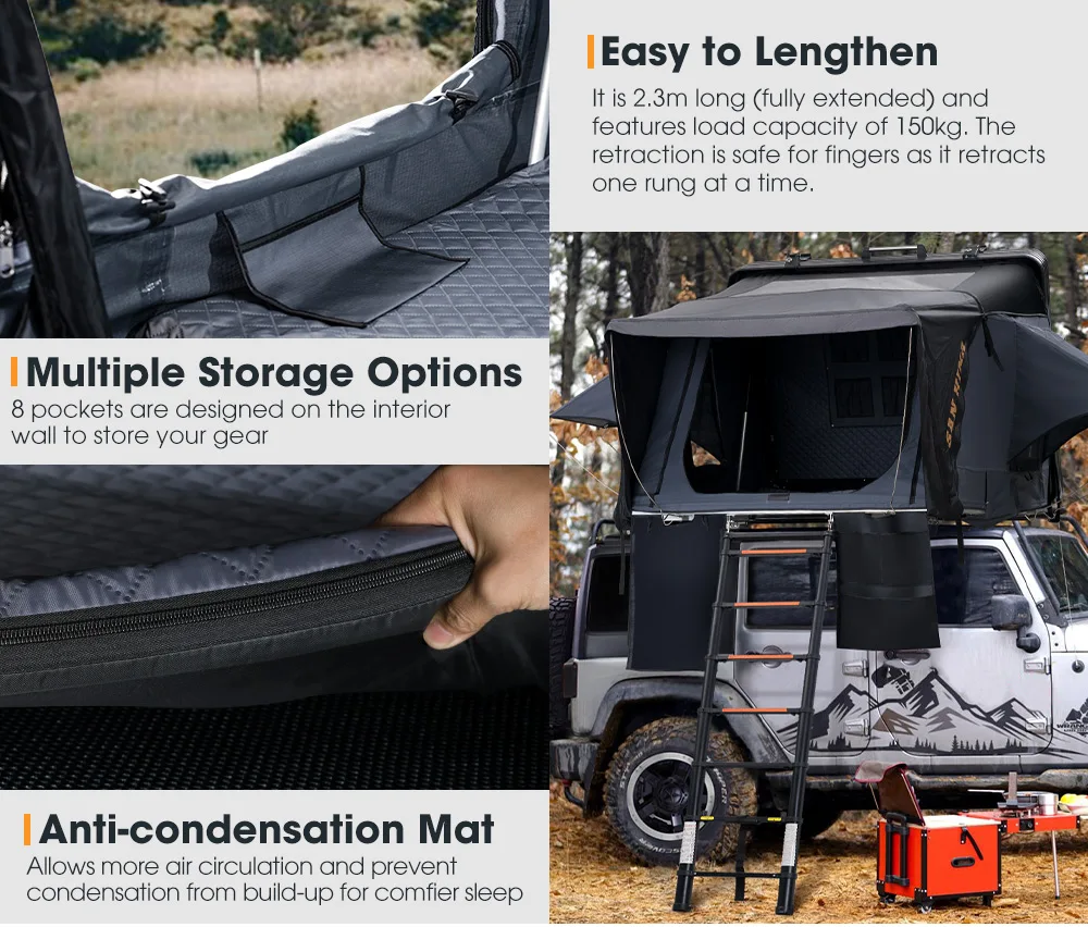 San Hima Aluminum 4 Person Hard Shell Camping Roof Top Tent For 4x4 Off ...