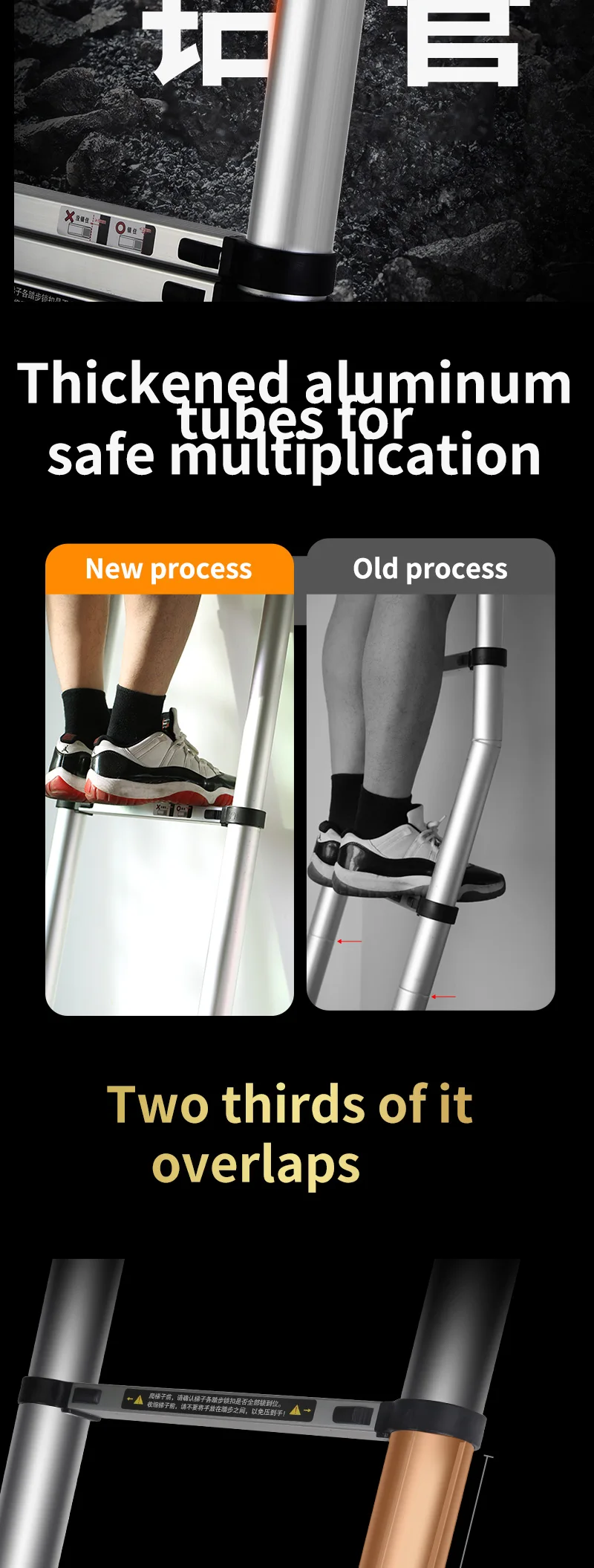 3.8m Telescopic Retractable Ladders Modern Machinery Machine Aluminum ...