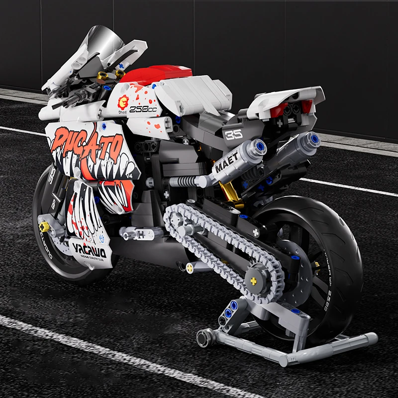 Racing Block Kit Motorcycle Model Building Block Red Racing Motorcycle ...