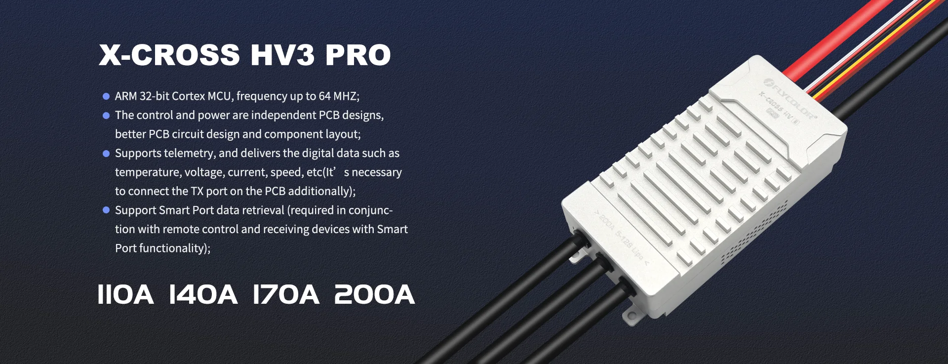 Flycolor X-CROSS HV3 PRO 80A/200A - Advanced Brushless ESC