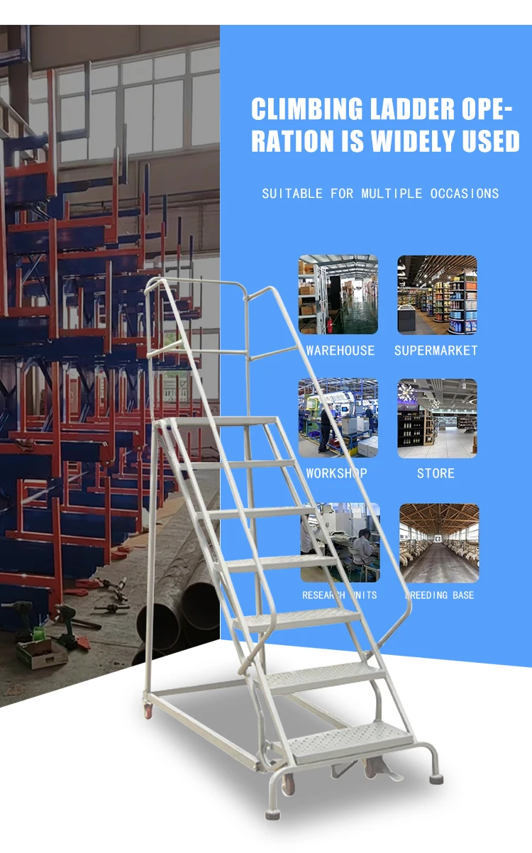 Fenghui Steps Steel Industrial Ladder Warehouse Self-locked Mobile ...
