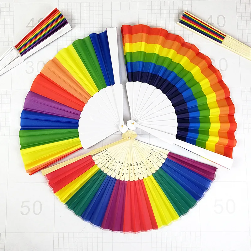 Cheap LGBTQIA Rainbow Pride Bisexual Folding Fans for Kids