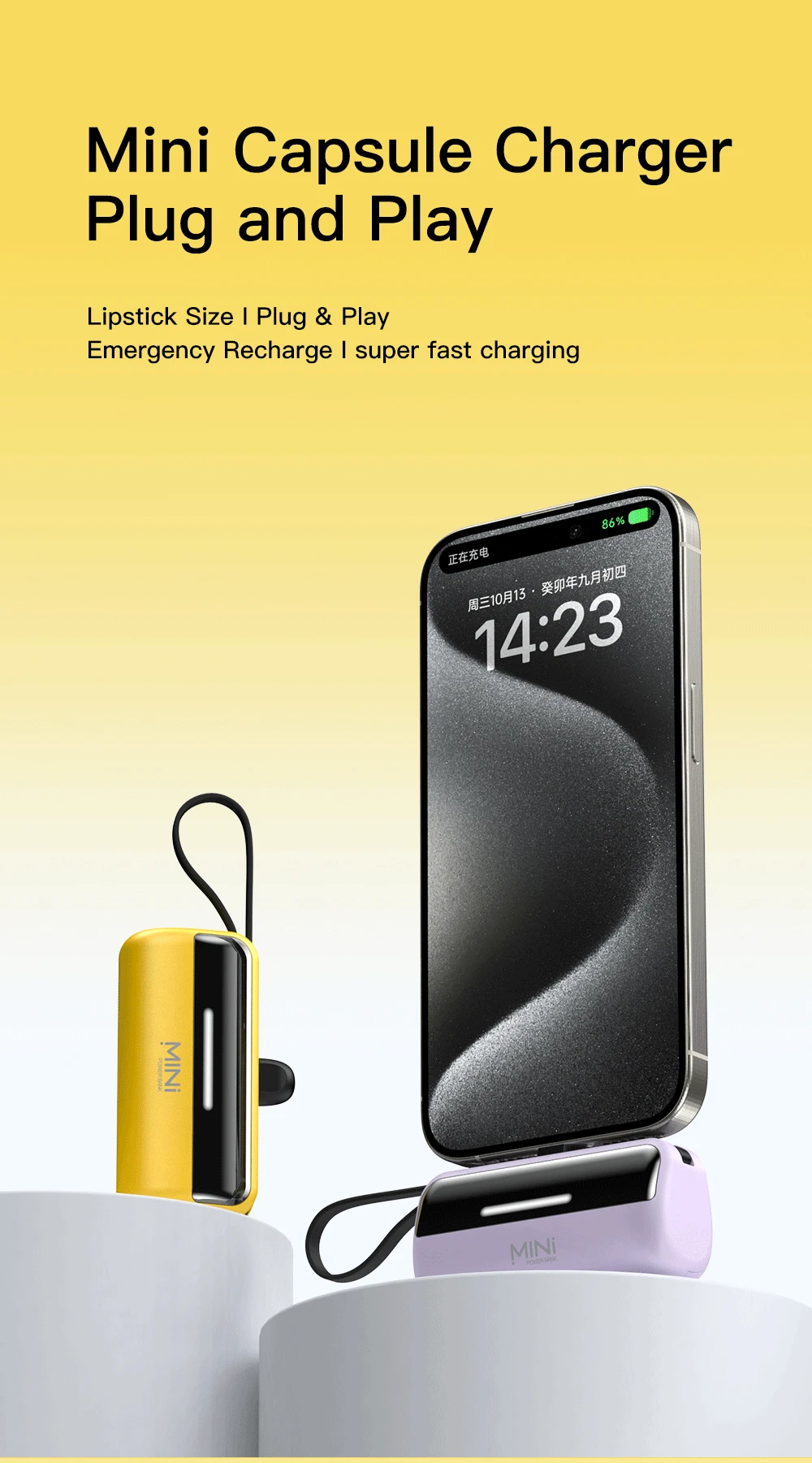 Newly Designed Led Display Mini Capsule Power Bank,Pd20w Bidirectional ...