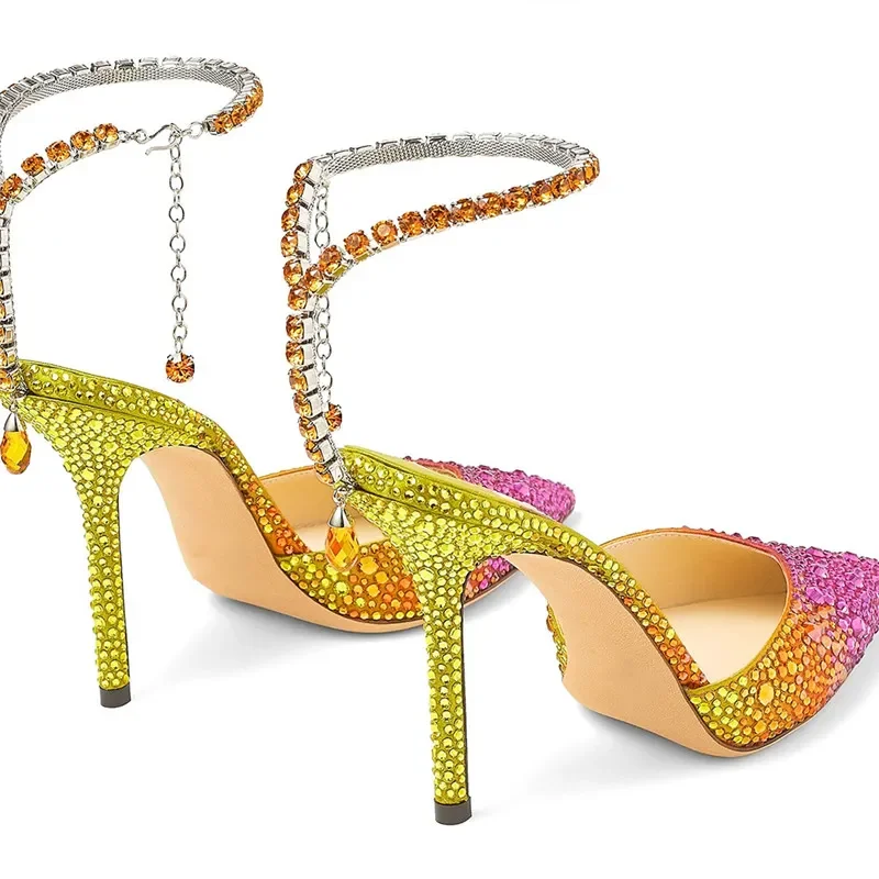 Rhinestone Sandals Summer New Sexy High Heels Candy Color Rhinestone ...