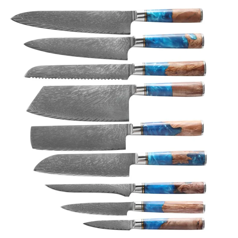Japanese 67-layer Damascus Steel Chef Knife Set With Resin Wood Handle ...