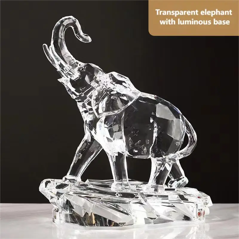 Acrylic Elephant Sculpture Elephant Resin Art Home Office Desktop ...