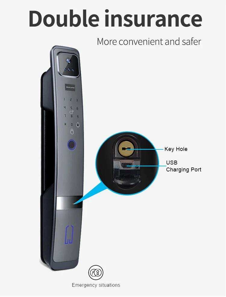 Smart Door Lock with 3D Face Recognition & Built-in Camera