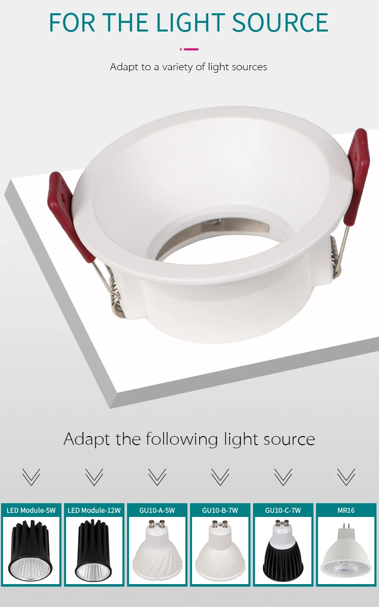 Round Anti Glare Downlight Housing Gu10 Spot Light Fixture Mr16 Led ...