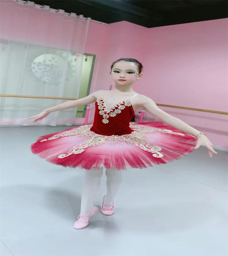 New Attractive Red Velvet Ballet Tutu Costumes for Girls Custom Size ...