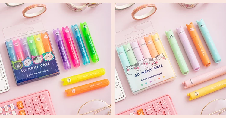 M&G Cute Unique Mini Pastel Highlighter Marker with Kawaii Design