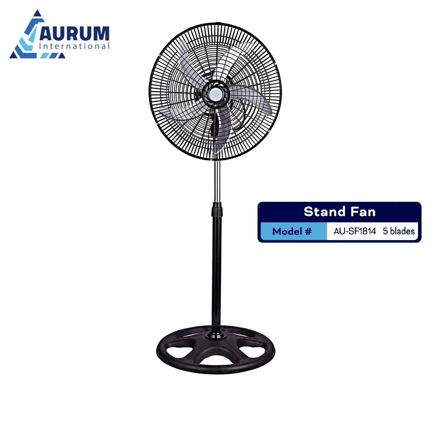 18-Inch 3 in 1 Black Industrial Stand Fan 55W Aluminum Blade 3-Speed ...