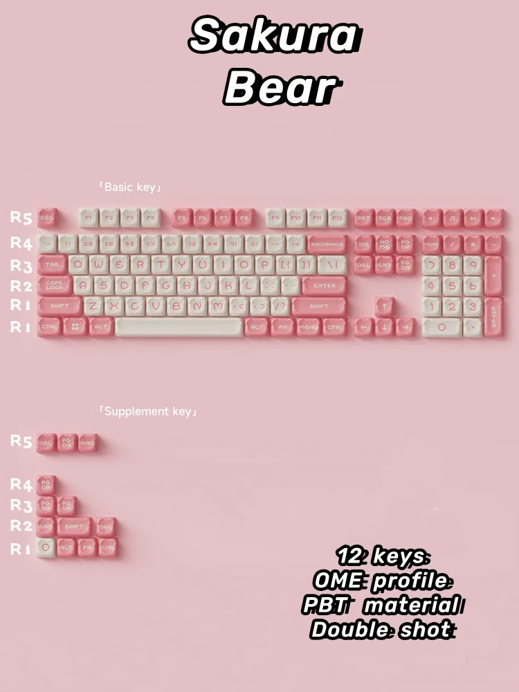 Akko OEM Profile Bear Theme Keycap Set for Mechanical Keyboard