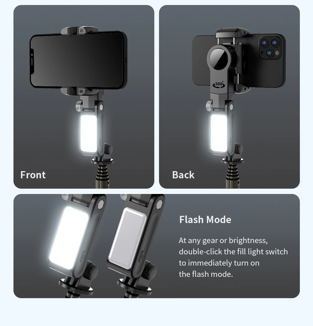 Gimbal Stabilizer Lamp Face Tracking With App Rotation Wireless Selfie ...