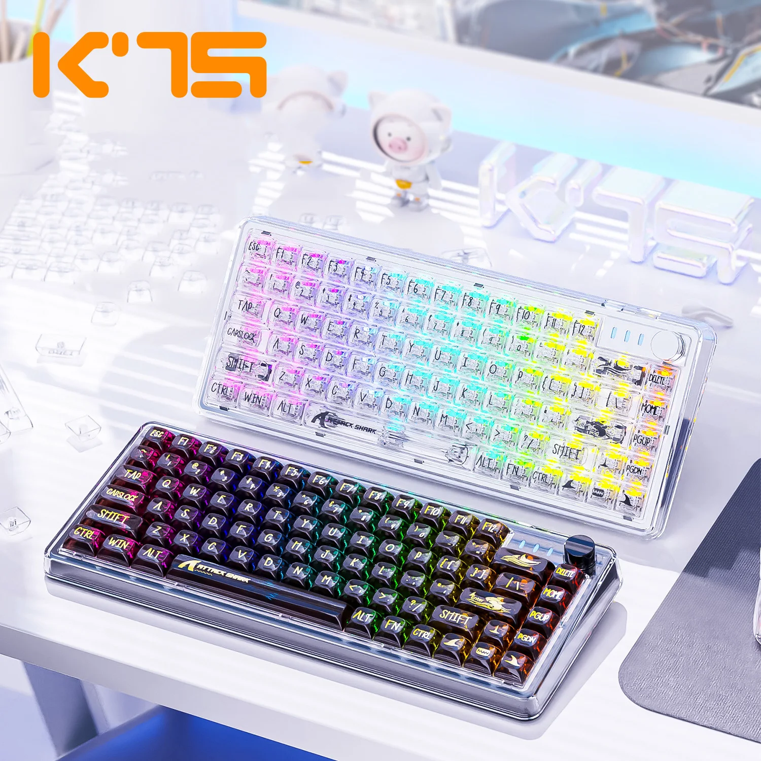 Attack Shark K75 Transparent Mechanical Keyboard Customized Wired RGB ...