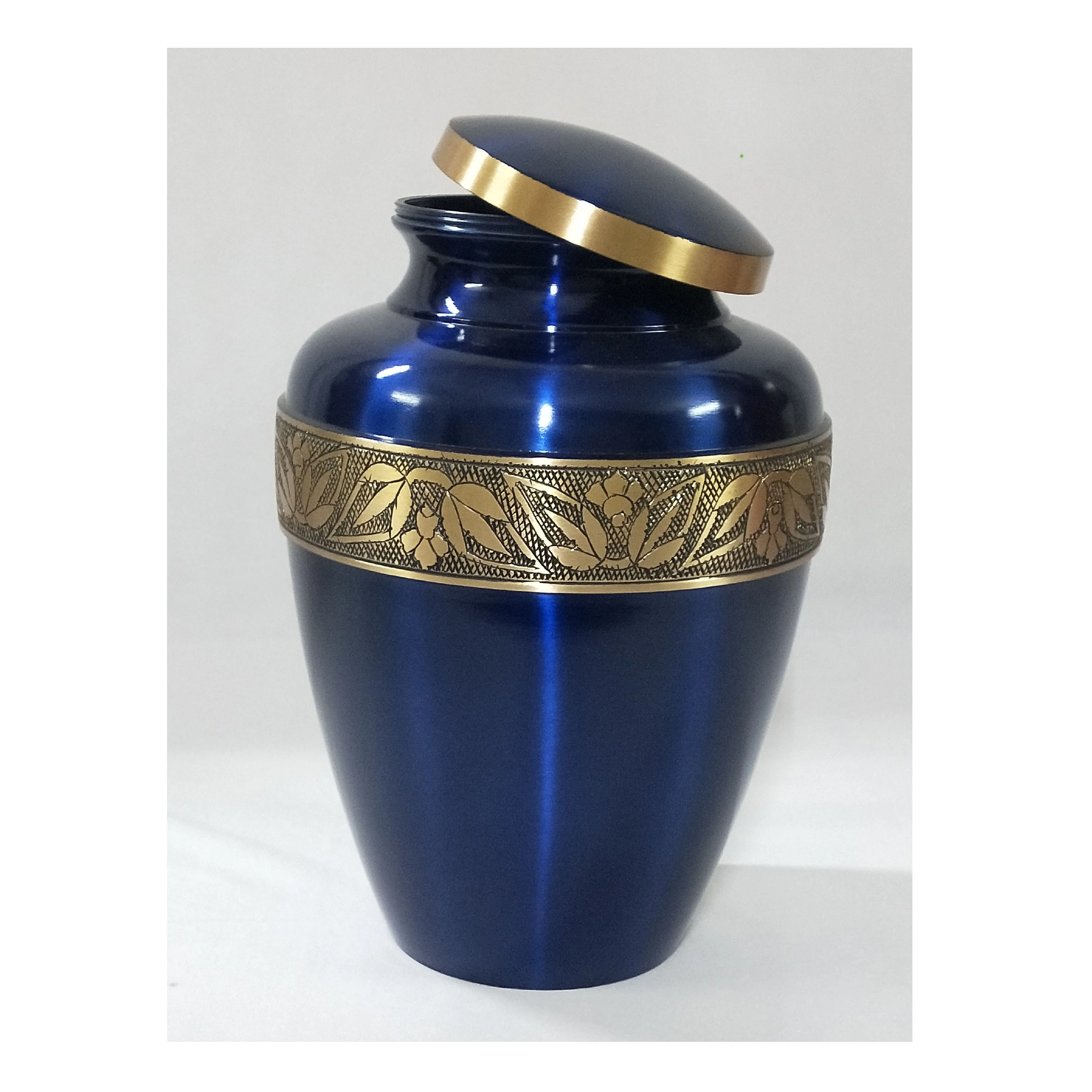 Brass Cremation Urns Decorative Designed Memorial Urn Leaves Carving ...