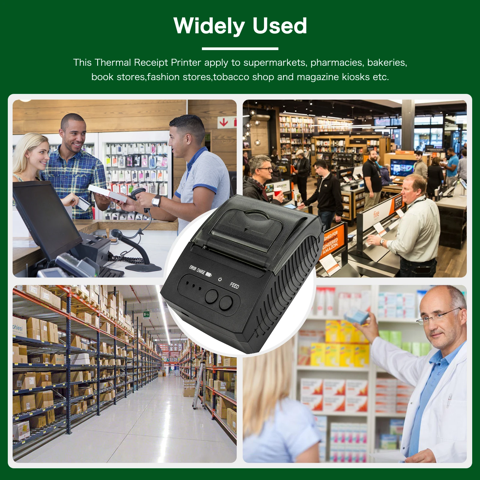 58MM Portable Mini Thermal Receipt Printer for Express Logistics Label ...