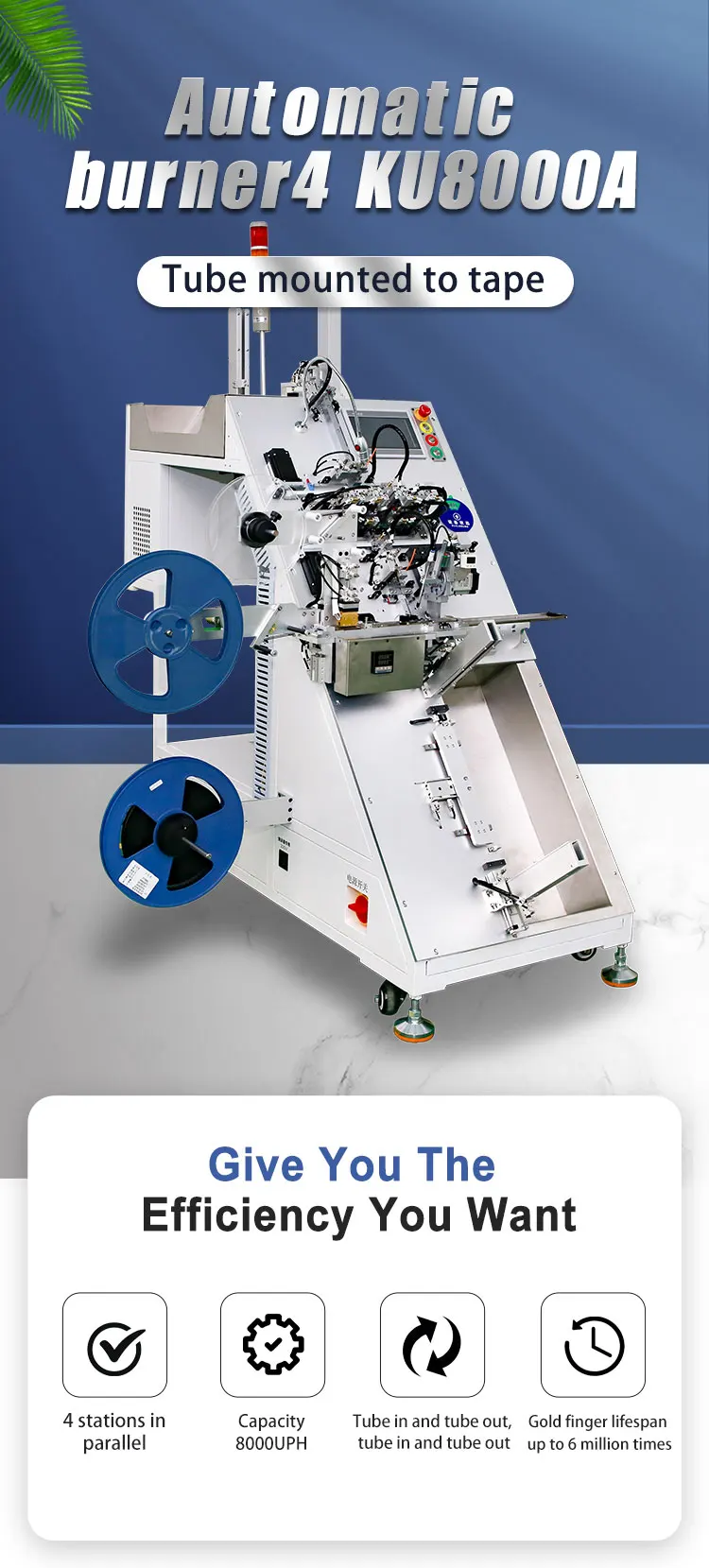 Multi-function Electronic Equipment Automatic KU8000A Chip IC Tube ...