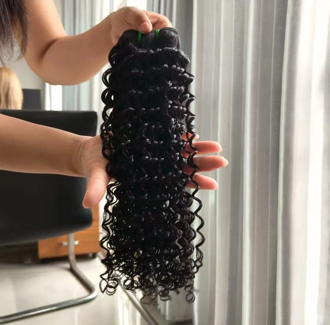 12A Grade Water Curl Human Hair Extension Flat Weft Water Wave Natural ...