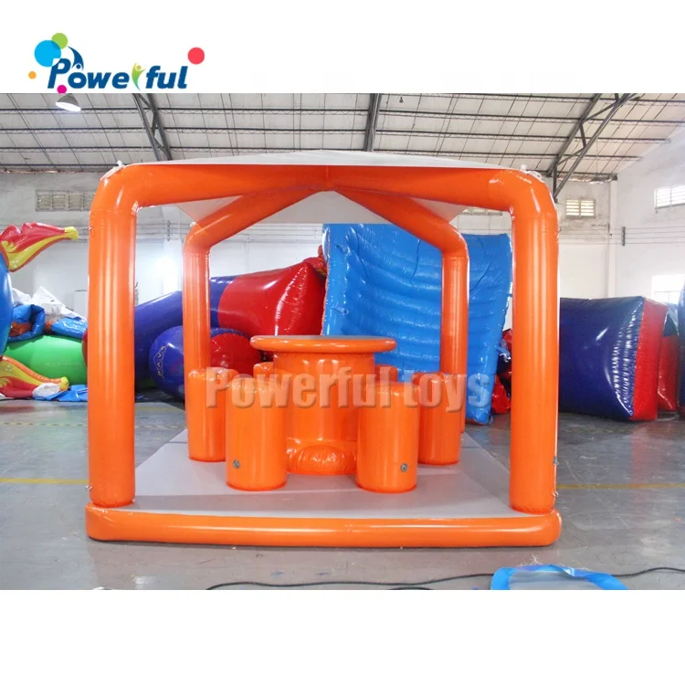 6 Person Floating Cabana Inflatable Floating Bar Island Platform With ...