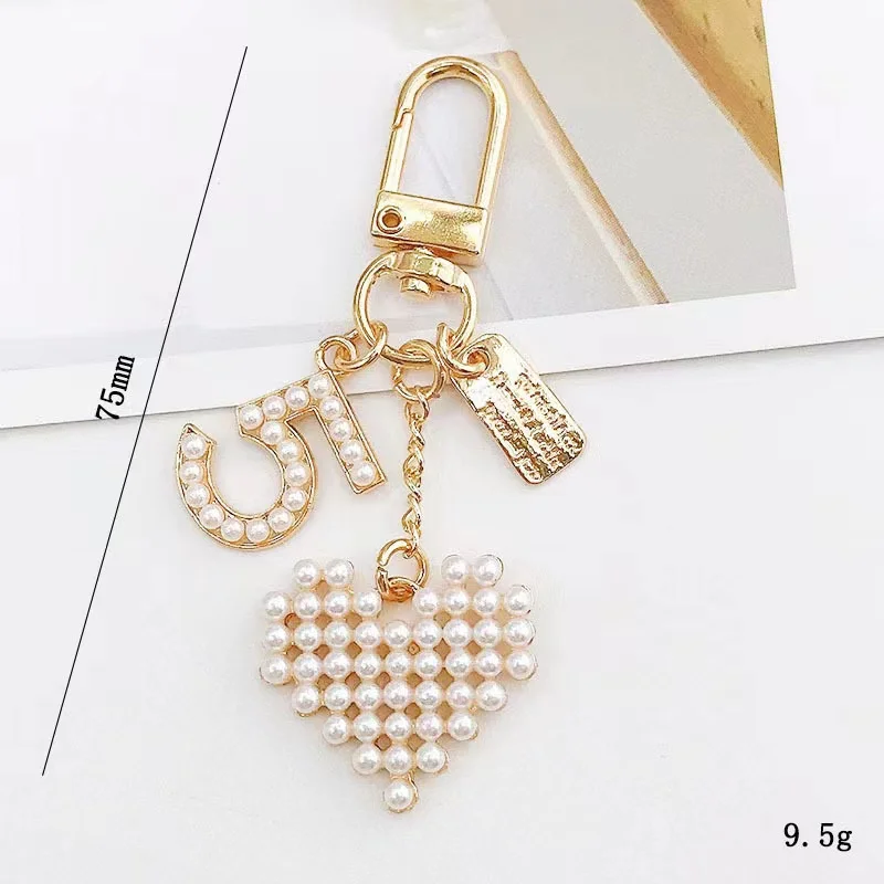 Cute Heart Keychain Women Girl Fashion Shell Pearl Key Chain Bag Charms ...
