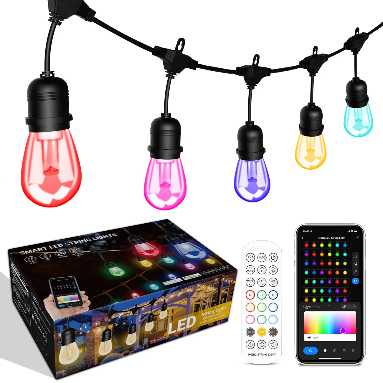 Smart RGB Outdoor LED String Lights - Perfect for Holidays