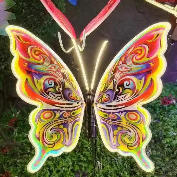 Outdoor Garden Led Butterflies Decoration Colorful 40CM Simulated ...