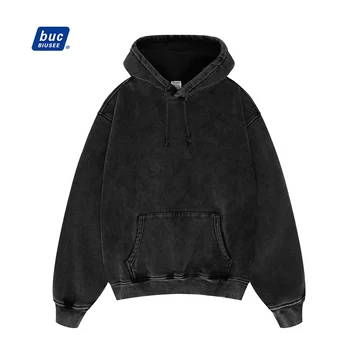 Street Fashion Hip Hop Acid Wash Hoodie Custom Embroidered 100% Cotton ...
