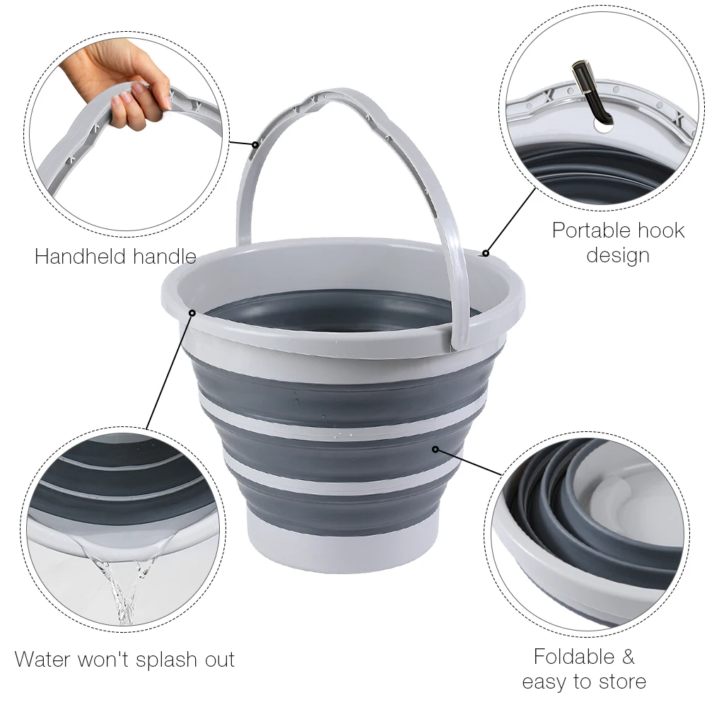 Foldable 10l 15l 20l Silicone Washing Collapsible Mop Bucket Outdoor Fishing Camping Beach 20 ...