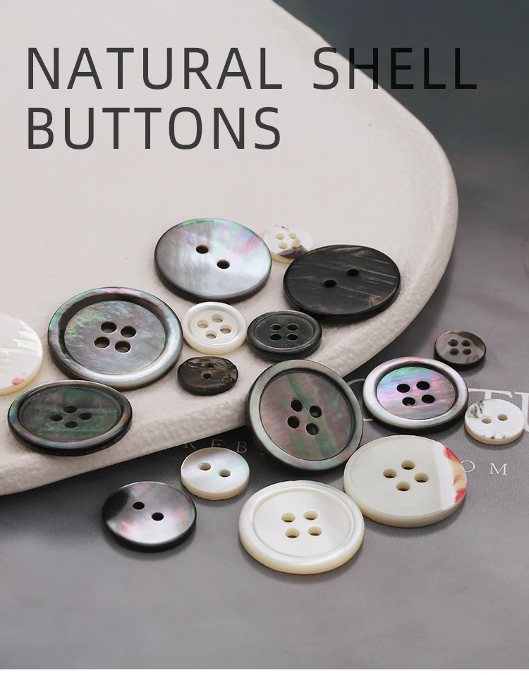 Elegant Shell Buttons With Mother of Pearl Flatback, 4-Hole Dry ...