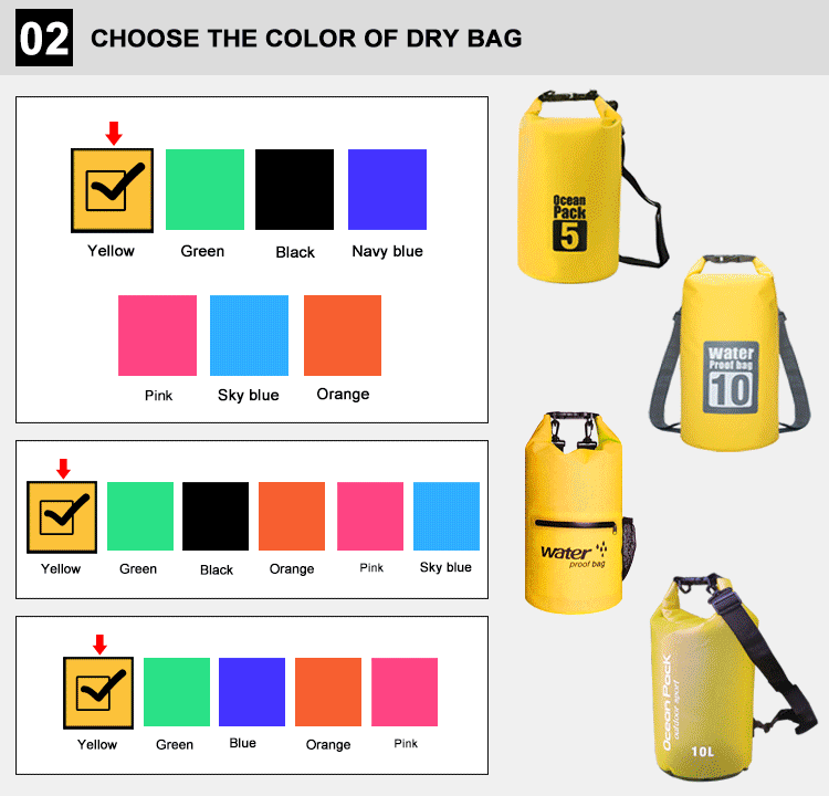 Camping Custom Disaster PVC 2L 5L 10L 15L 20L 25L 30L Swimming Survival Floating Dry Backpack ...