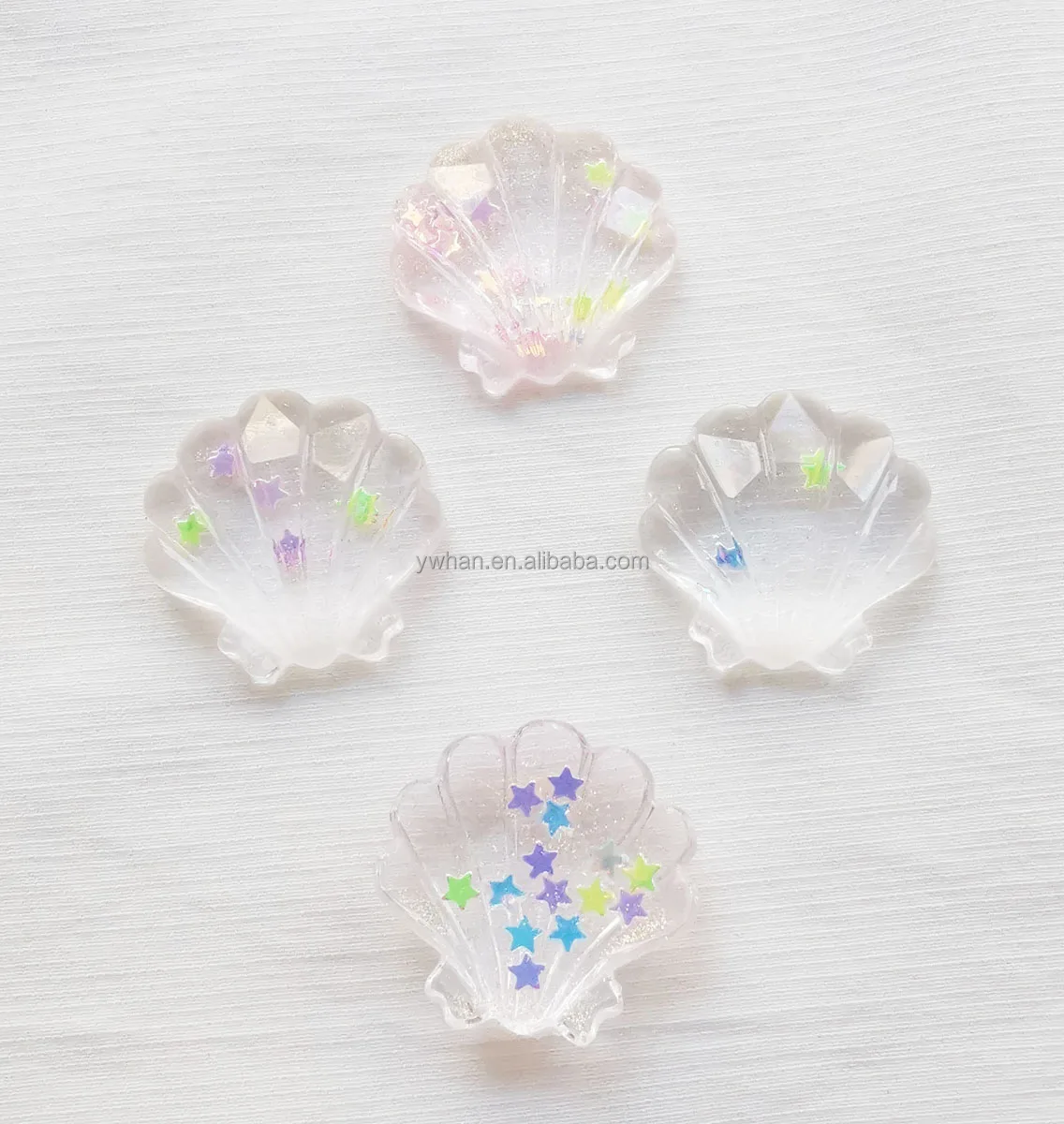 22mm White Transparent Clam With Sequis Resin Stone Glue On Garment As ...