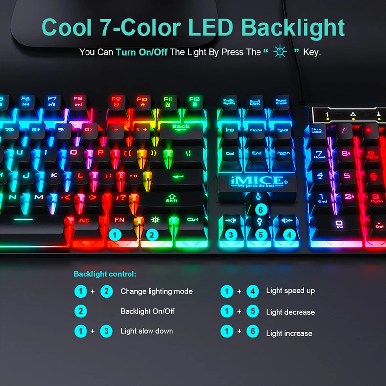 IMICE AN-300 Wired Gaming Keyboard and Mouse Combo with Backlit ...
