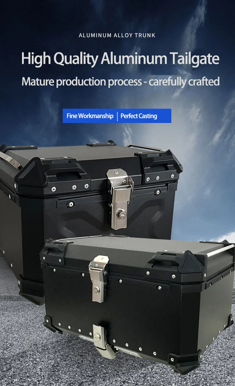 65l Motorcycle Tail Boxes Hard Aluminum Waterproof Motor Storage Bag ...