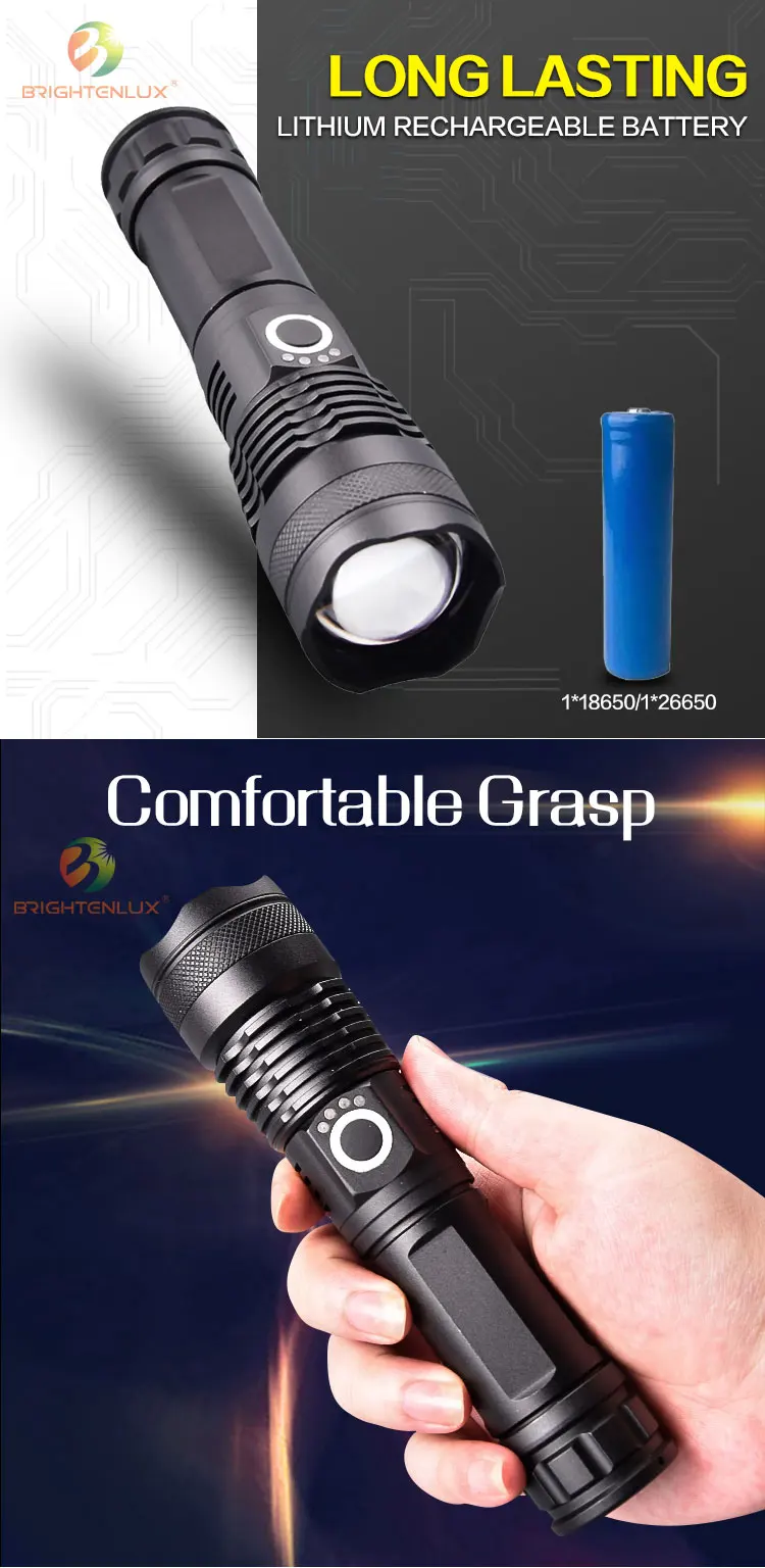 Flashlight Tactical High Lumen 18650 Usb Rechargeable Mini Long Range ...